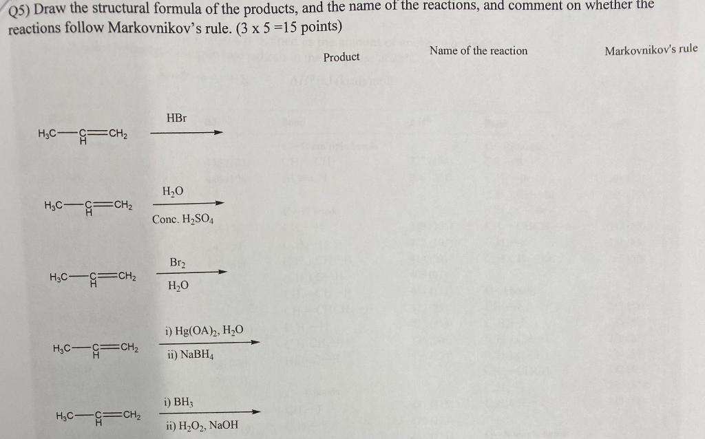 Solved Q5) Draw the structural formula of the products, and | Chegg.com