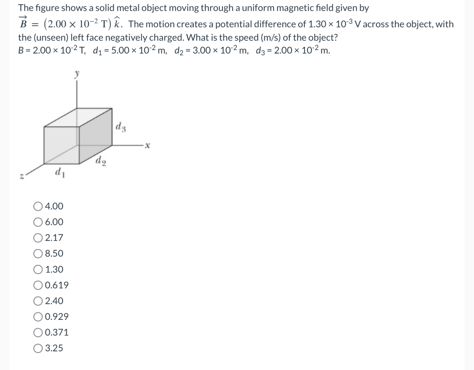 Solved The figure shows a solid metal object moving through | Chegg.com