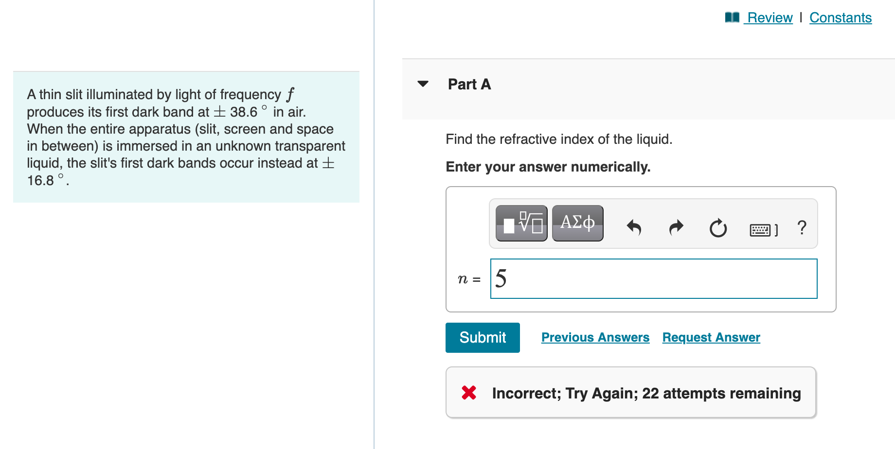 Solved Review | Constants Part A A thin slit illuminated by | Chegg.com