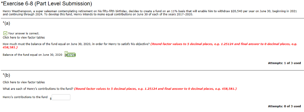 Solved "Exercise 6-8 (Part Level Submission) Henry | Chegg.com