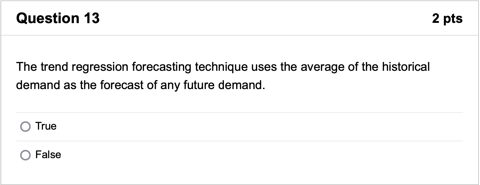 Solved Question 13 2 pts The trend regression forecasting | Chegg.com