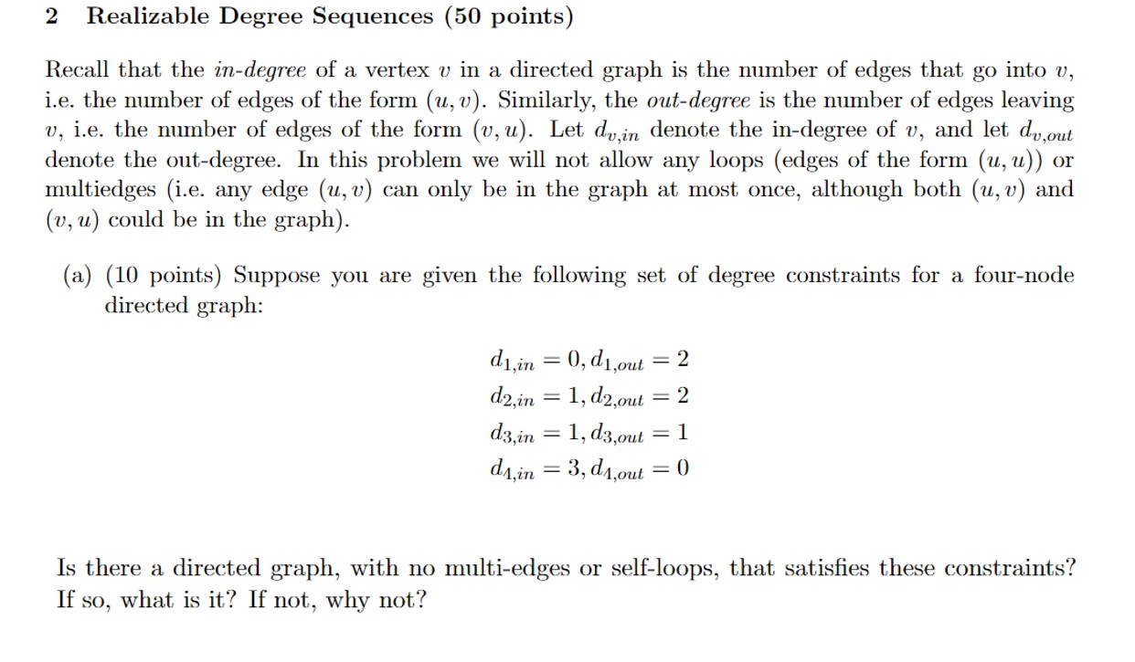 Solved Recall that the in-degree of a vertex \\( v \\) in a | Chegg.com