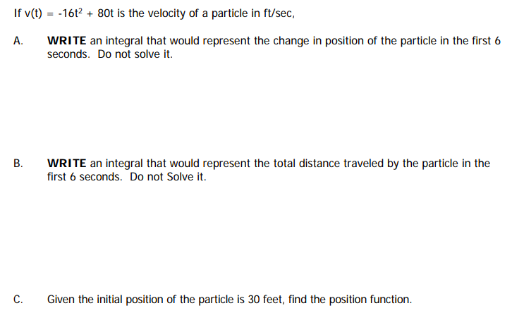 Solved If v(t) = -16t2 + 80t is the velocity of a particle | Chegg.com