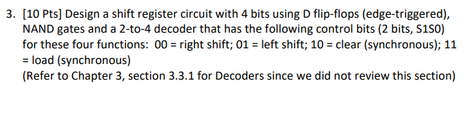 Solved 3. (10 Pts] Design a shift register circuit with 4 | Chegg.com