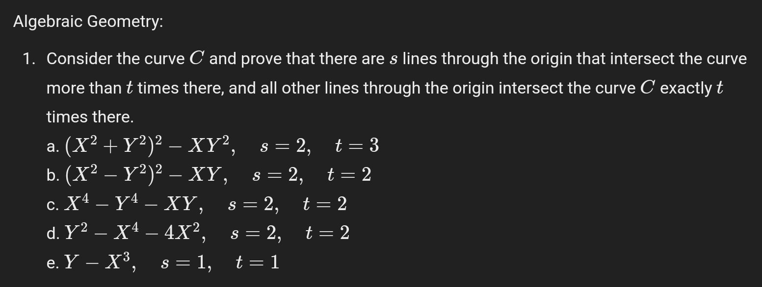 Solved Algebraic Geometry:Consider the curve C ﻿and prove | Chegg.com