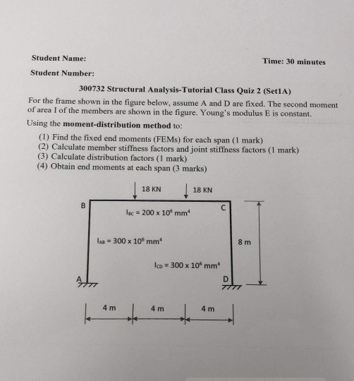Solved Student Name: Time: 30 minutes Student Number: 300732 | Chegg.com