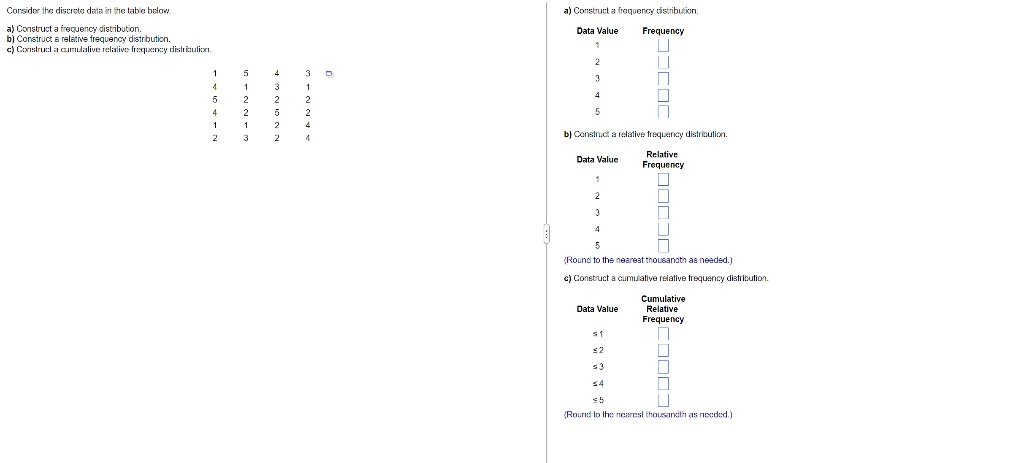 Solved a) Construct a frequency distribution Consider the | Chegg.com