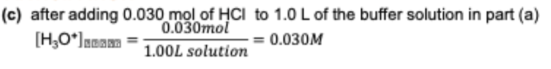 (c) after adding 0.030 mol of HCl to 1.0 L of the | Chegg.com