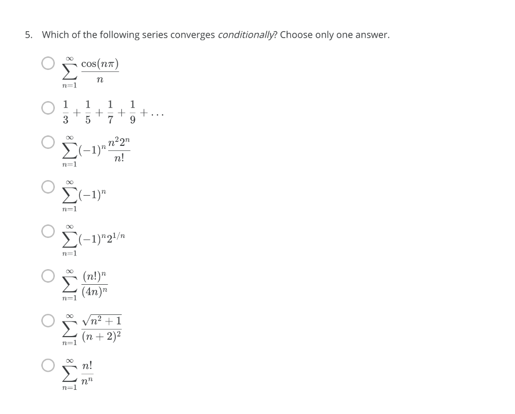 Solved 1. With which sequence (bn)n-1 could you best use the | Chegg.com