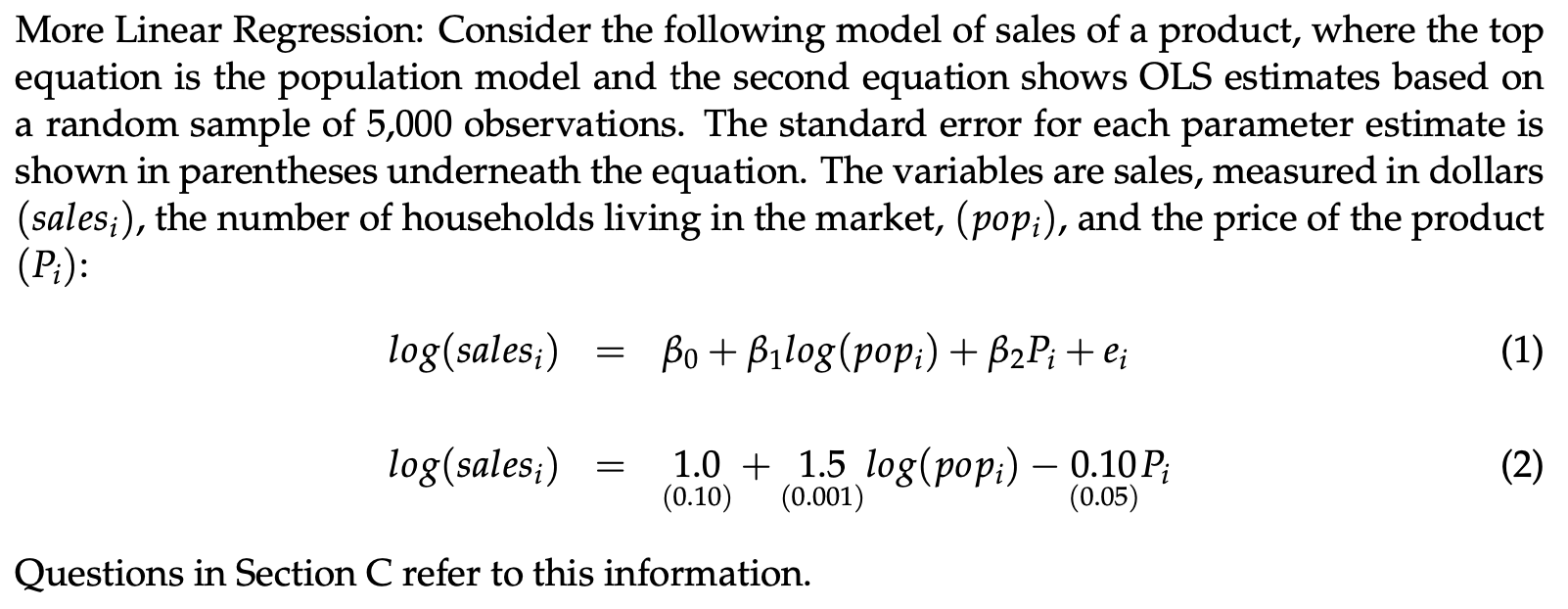 Solved More Linear Regression: Consider the following model | Chegg.com