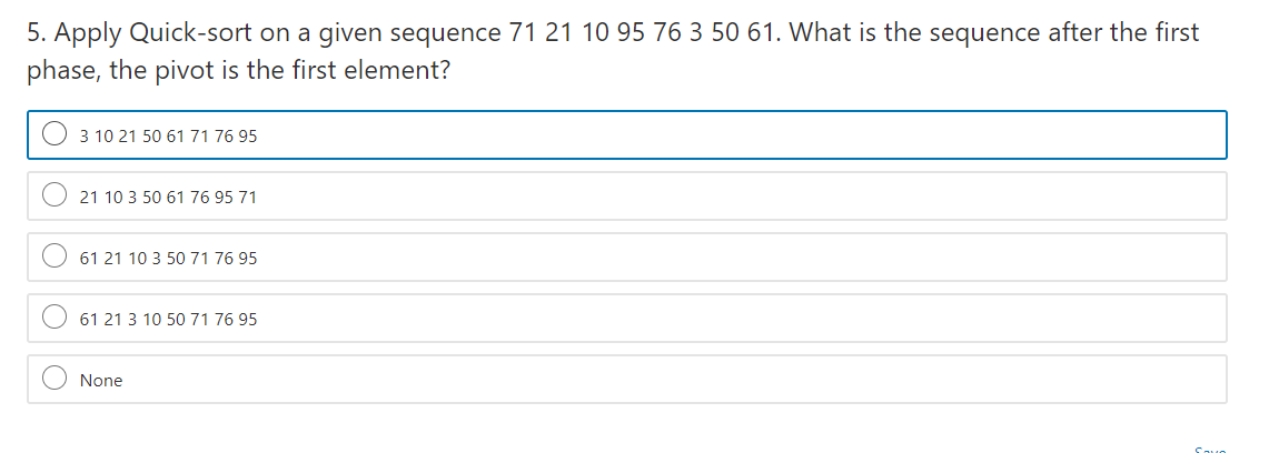 Solved 5. Apply Quick-sort on a given sequence 71 21 10 95 | Chegg.com