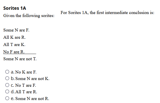 Solved Sorites 1A Given the following sorites: For Sorites | Chegg.com