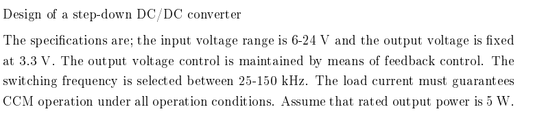 Solved Design of a step-down DC/DC converter The | Chegg.com