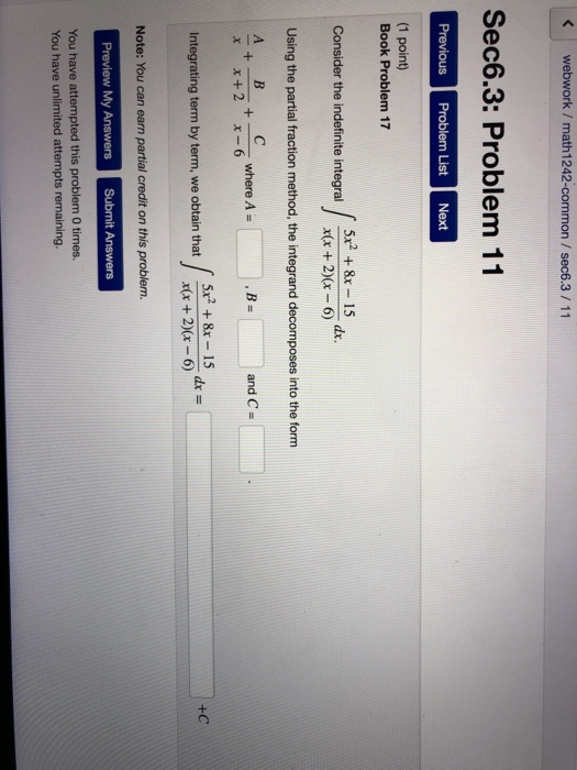 Solved Sec6.3: Problem 9 Previous Problem ListNext (1 point) | Chegg.com