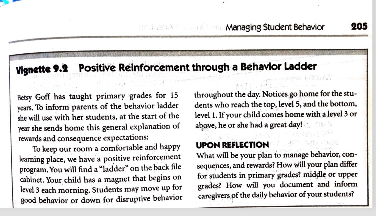 Solved 19 Managing Student Behavior 205 Vignette 9.2 | Chegg.com