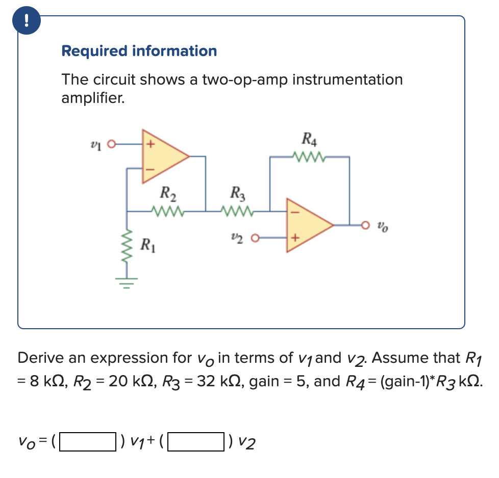 Solved Required information The circuit shows a two-op-amp | Chegg.com