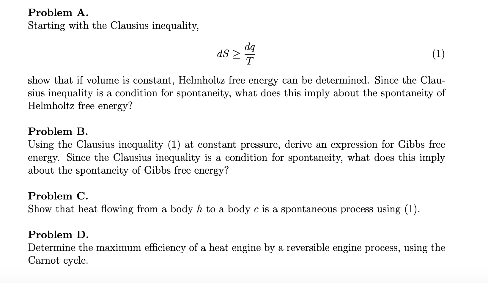 Problem A. Starting with the Clausius inequality, ds> | Chegg.com