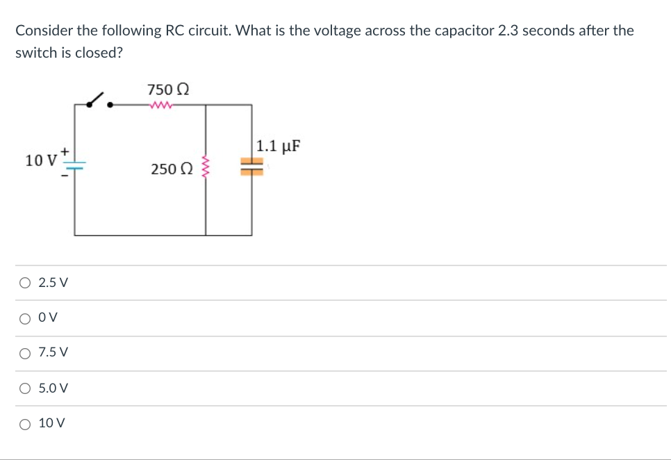Solved Consider The Following Rc Circuit What Is The