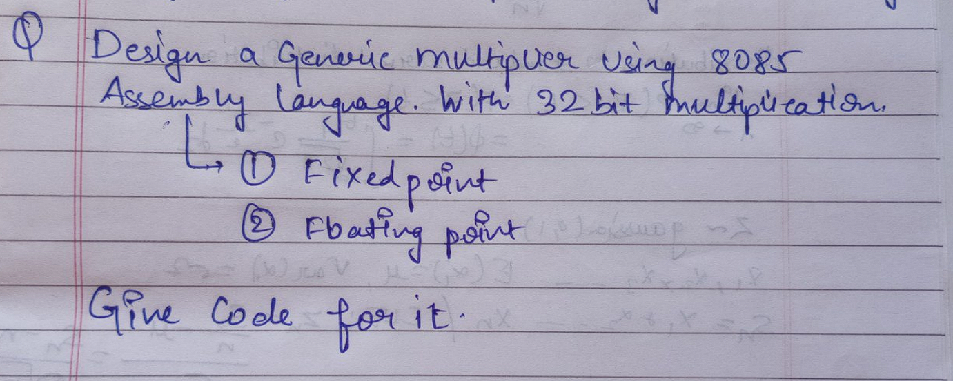 Solved Design a Generic multipuer vsing 8085 Assembly | Chegg.com