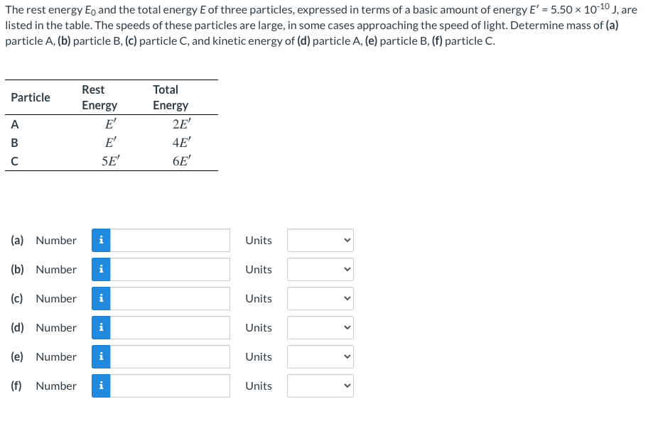 Solved The rest energy Eo and the total energy E of three | Chegg.com