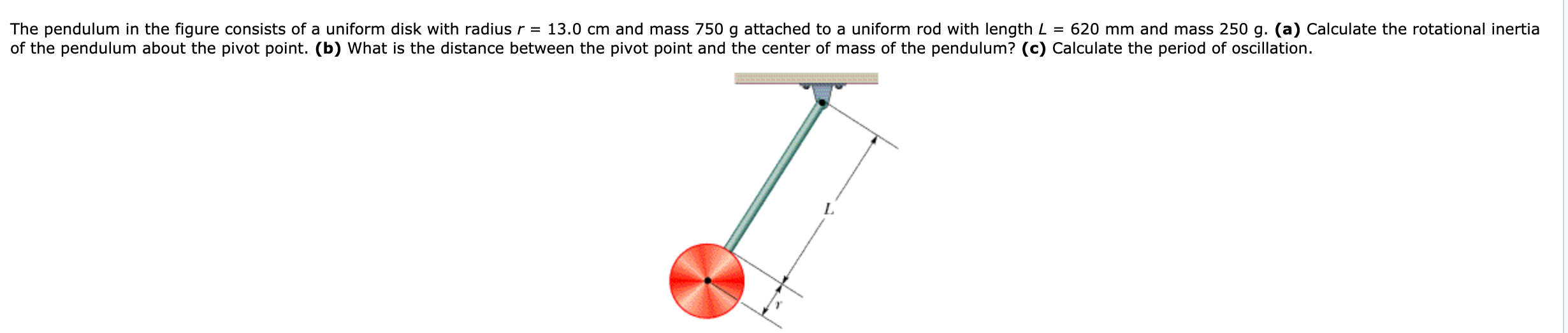 Solved The pendulum in the figure consists of a uniform disk | Chegg.com