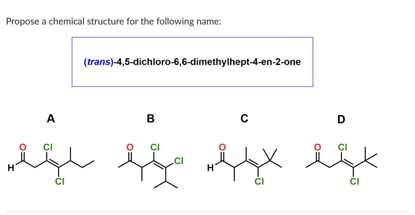 Solved Propose a chemical structure for the following name: | Chegg.com