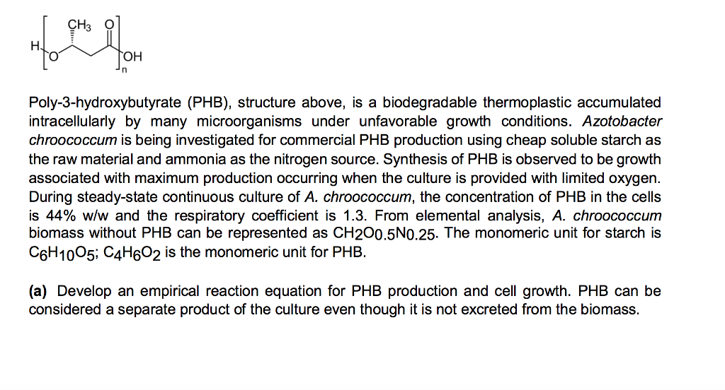 Solved CH O OH Poly-3-hydroxybutyrate (PHB), structure | Chegg.com