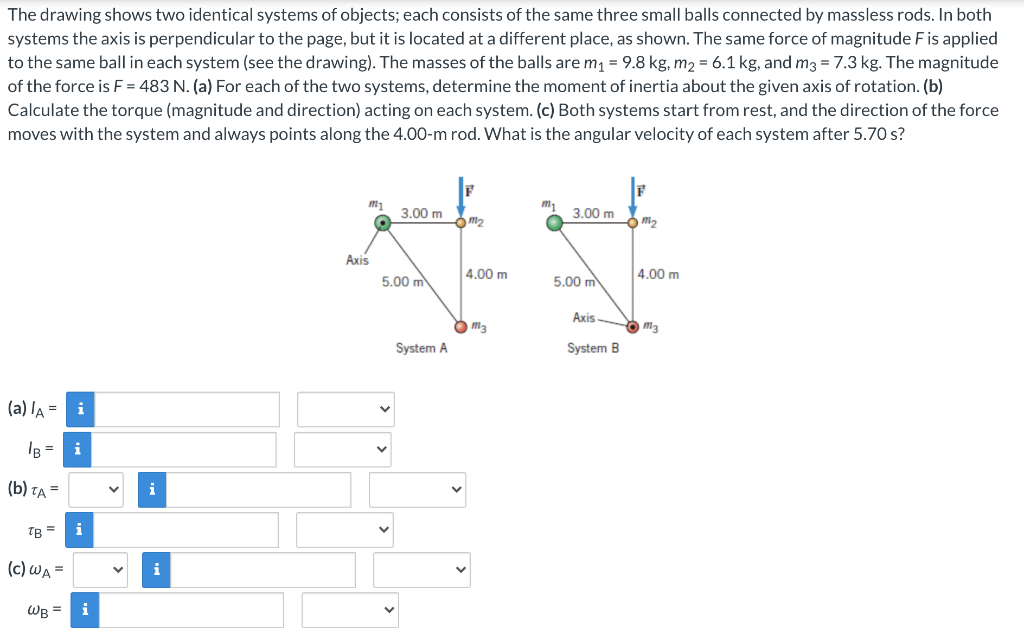 Solved The drawing shows two identical systems of objects; | Chegg.com