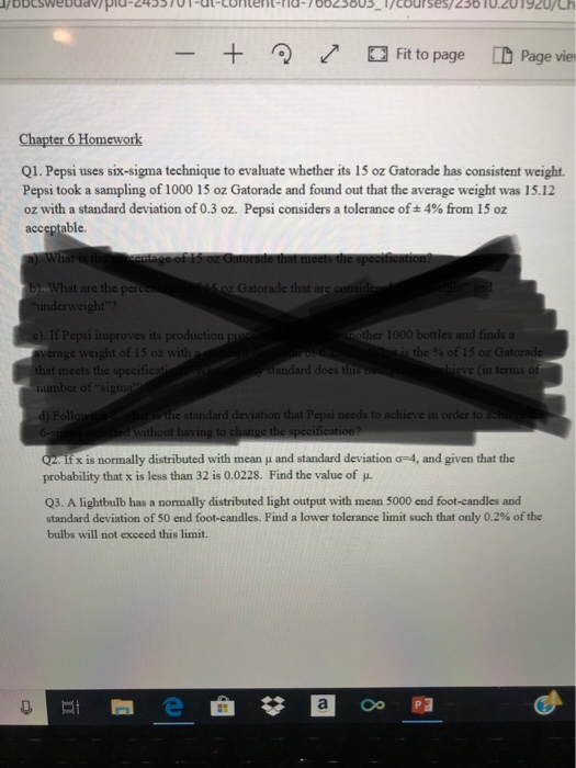 Solved Fit to page D Page vie Q1. Pepsi uses six-sigma | Chegg.com