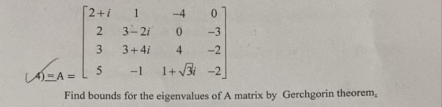 Solved Find bounds for the eigenvalues of A matrix by | Chegg.com