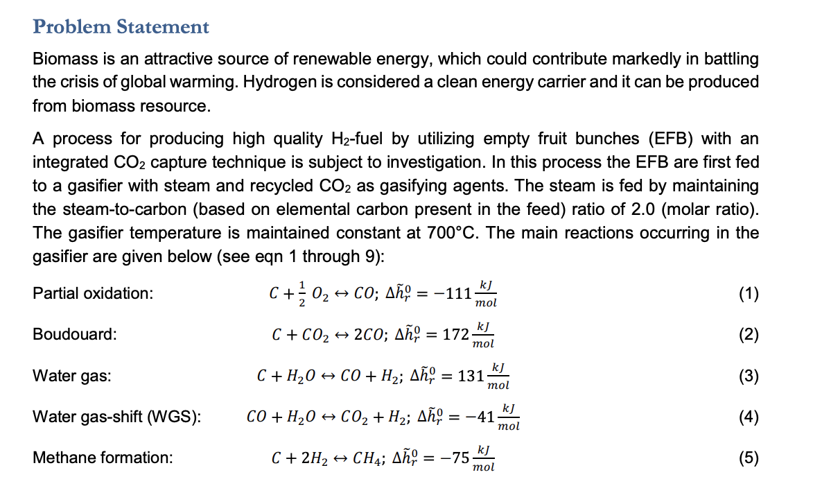 Problem Statement Biomass is an attractive source of | Chegg.com
