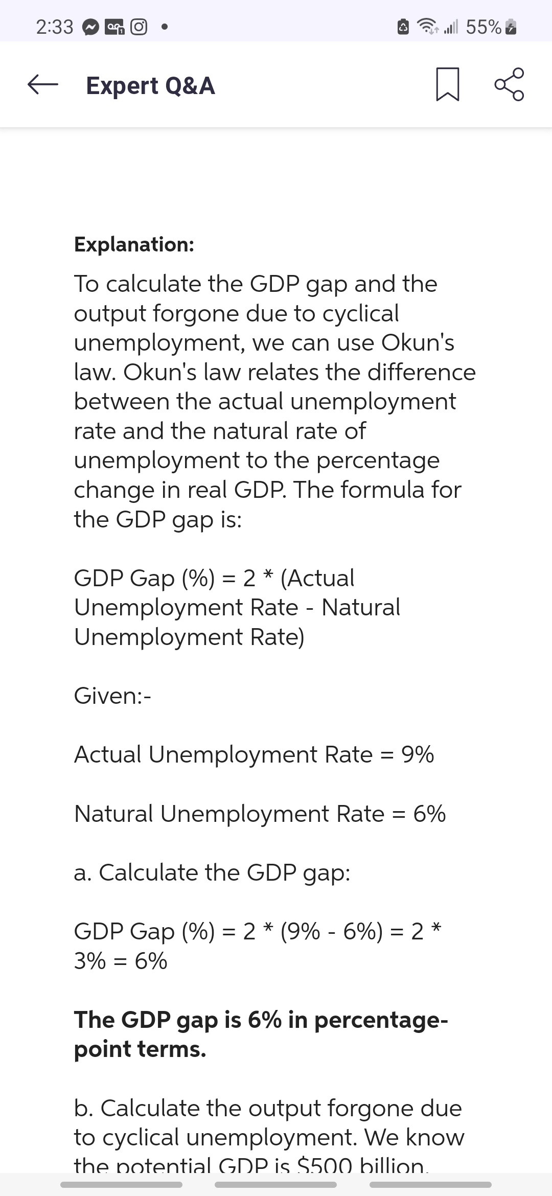 Solved Explanation:To calculate the GDP gap and theoutput | Chegg.com