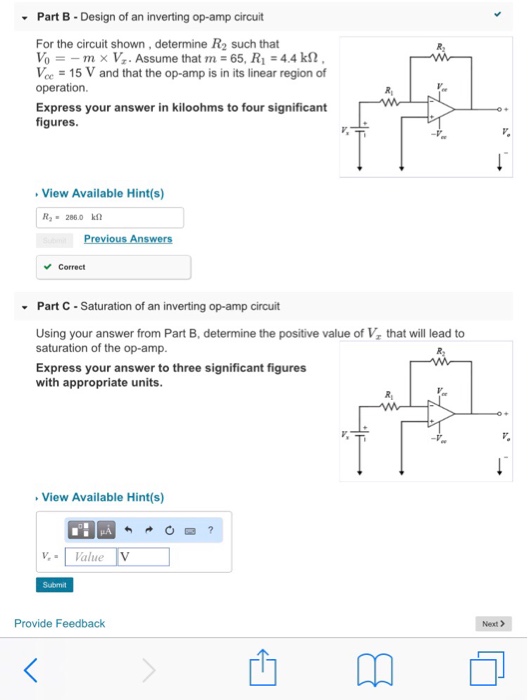 Solved Part B-Design of an inverting op-amp circuit For the | Chegg.com