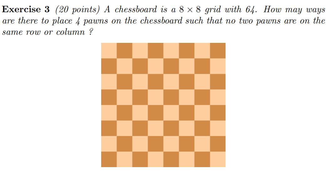 Solved Exercise 3 (20 points) A chessboard is a 8×8 grid | Chegg.com
