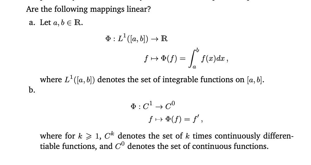 Solved Are the following mappings linear? a. Let a,b∈R. | Chegg.com