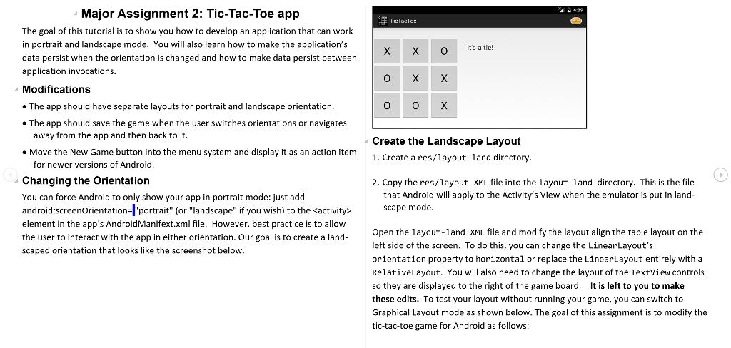 Major Assignment 2: Tic-Tac-Toe app TcTacToe The goal | Chegg.com
