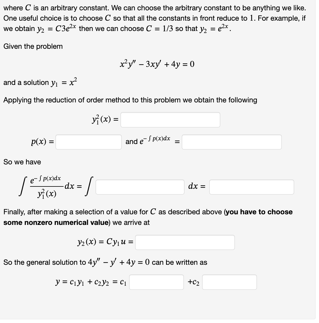 Solved where C ﻿is an arbitrary constant. We can choose the | Chegg.com
