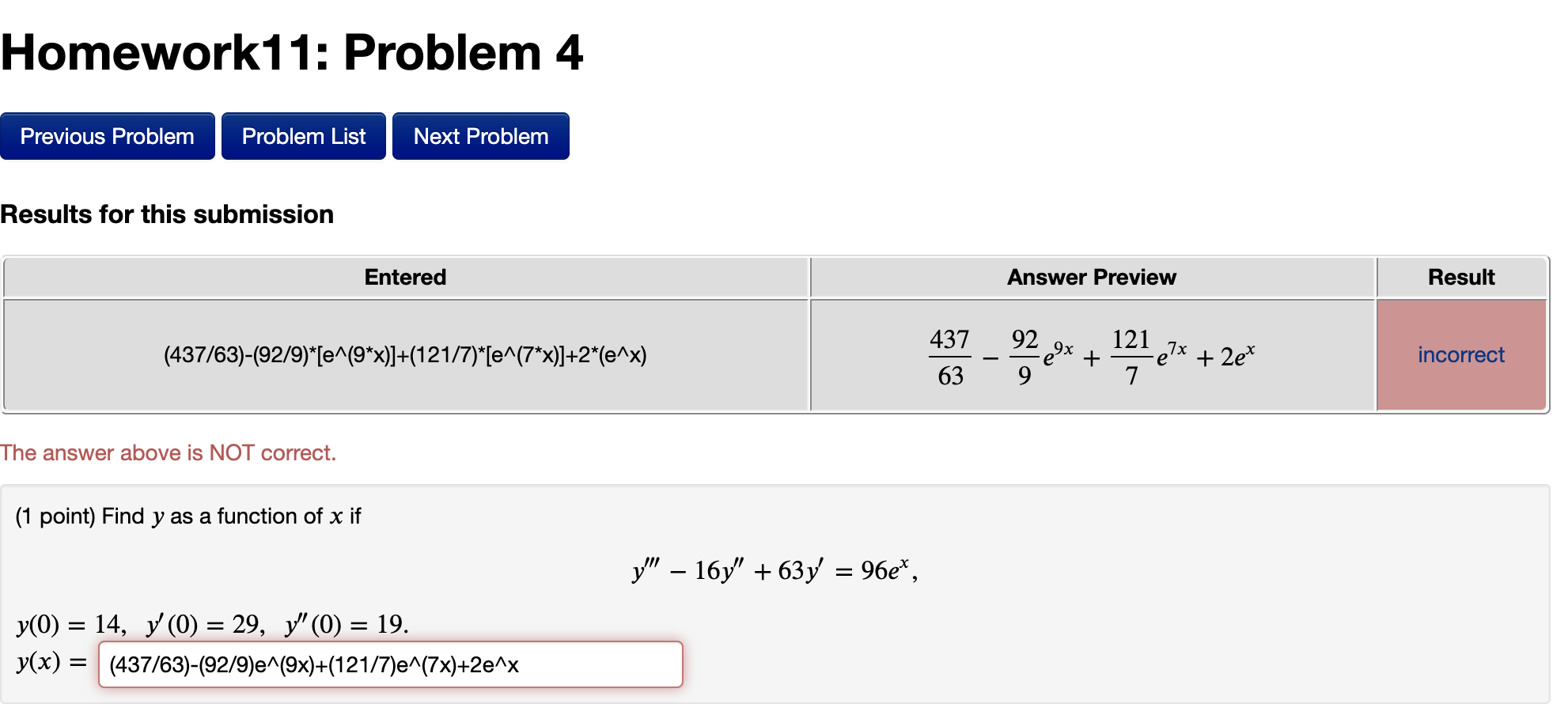 Solved Homework11: Problem 4 Previous Problem Problem List | Chegg.com