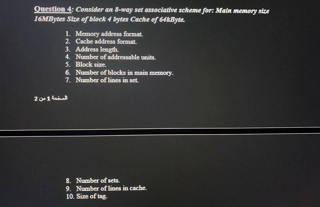 Solved Question 4: Consider an 8-way set associative scheme | Chegg.com