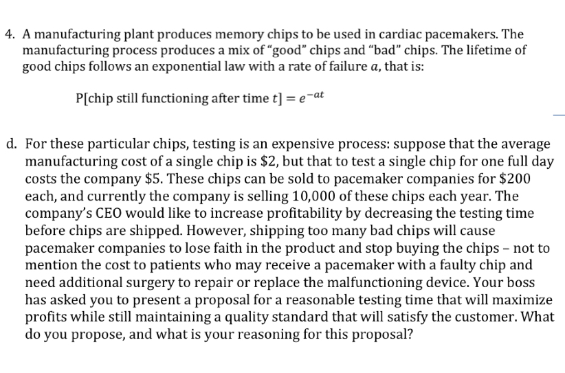 Solved d. ﻿For these particular chips, testing is an | Chegg.com