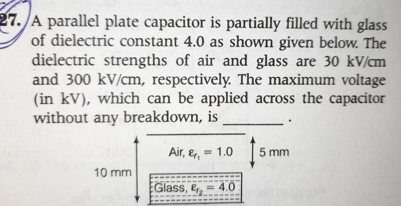 Solved 27. A parallel plate capacitor is partially filled | Chegg.com