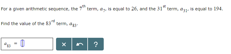 Solved For a given arithmetic sequence, the 7th term, a7, is | Chegg.com