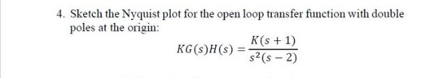 Solved Sketch the Nyquist plot for the open loop transfer | Chegg.com