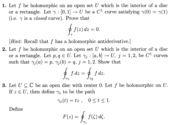 Solved 1. Let f be holomorphic on an open set U which is the | Chegg.com