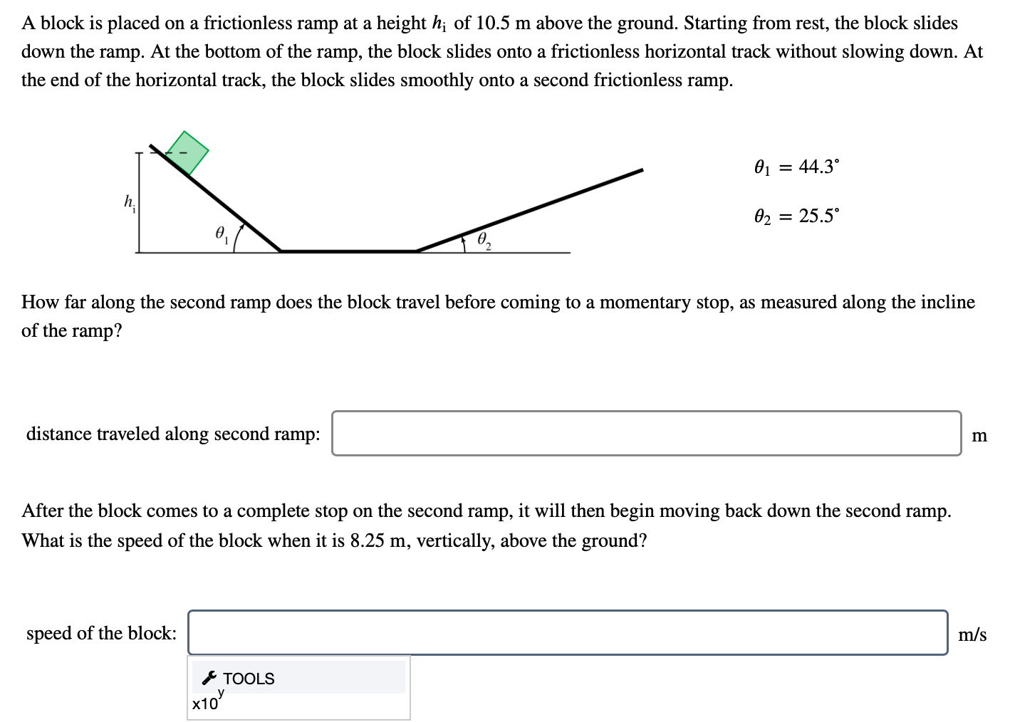 Solved A block is placed on a frictionless ramp at a height | Chegg.com