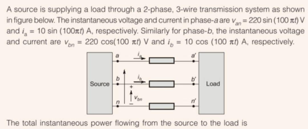 Solved A source is supplying a load through a 2-phase, | Chegg.com