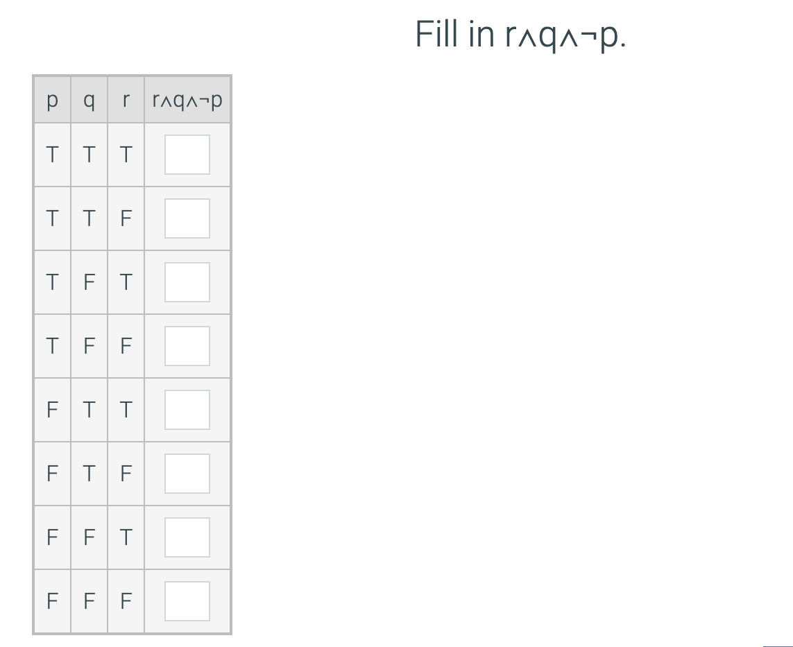 Solved Fill in r∧q∧¬p. | Chegg.com