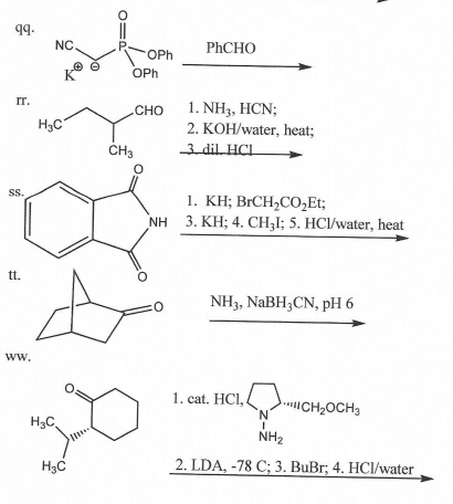 Solved 99. NCP NC PhCHO -Oph Oph CHO - H₃C Y 1. NH3, HCN; 2. | Chegg.com