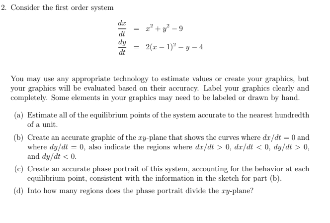 Solved 2. Consider the first order system | Chegg.com
