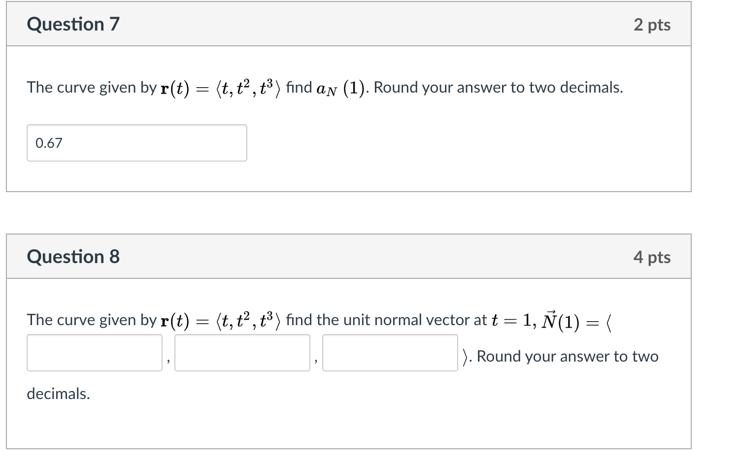 Solved Question 1 2 pts Given r(t) = (t, sint, cost). | Chegg.com